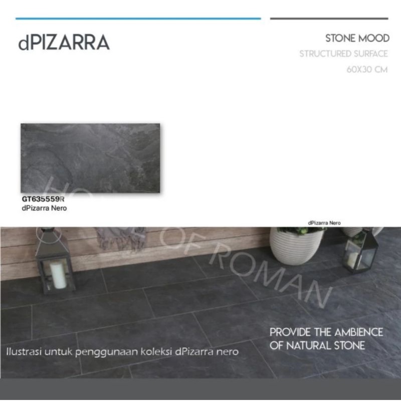 Jual Roman granit dPizarra Nero 60x30 / roman granit hitam / granit ...