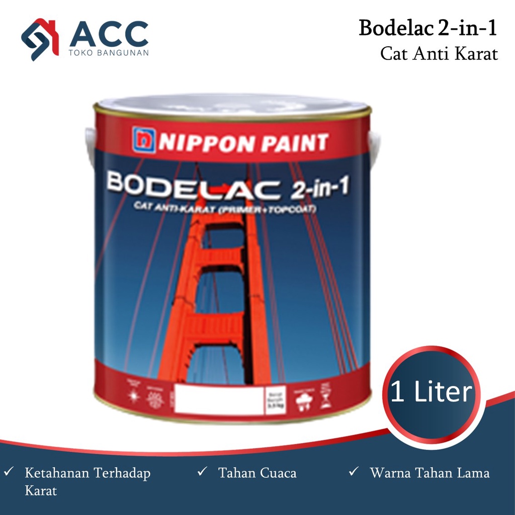 Jual Nippon Bodelac Gloss Anti Karat Cat Minyak Besi Kayu Ukuran 1 Liter | Shopee Indonesia