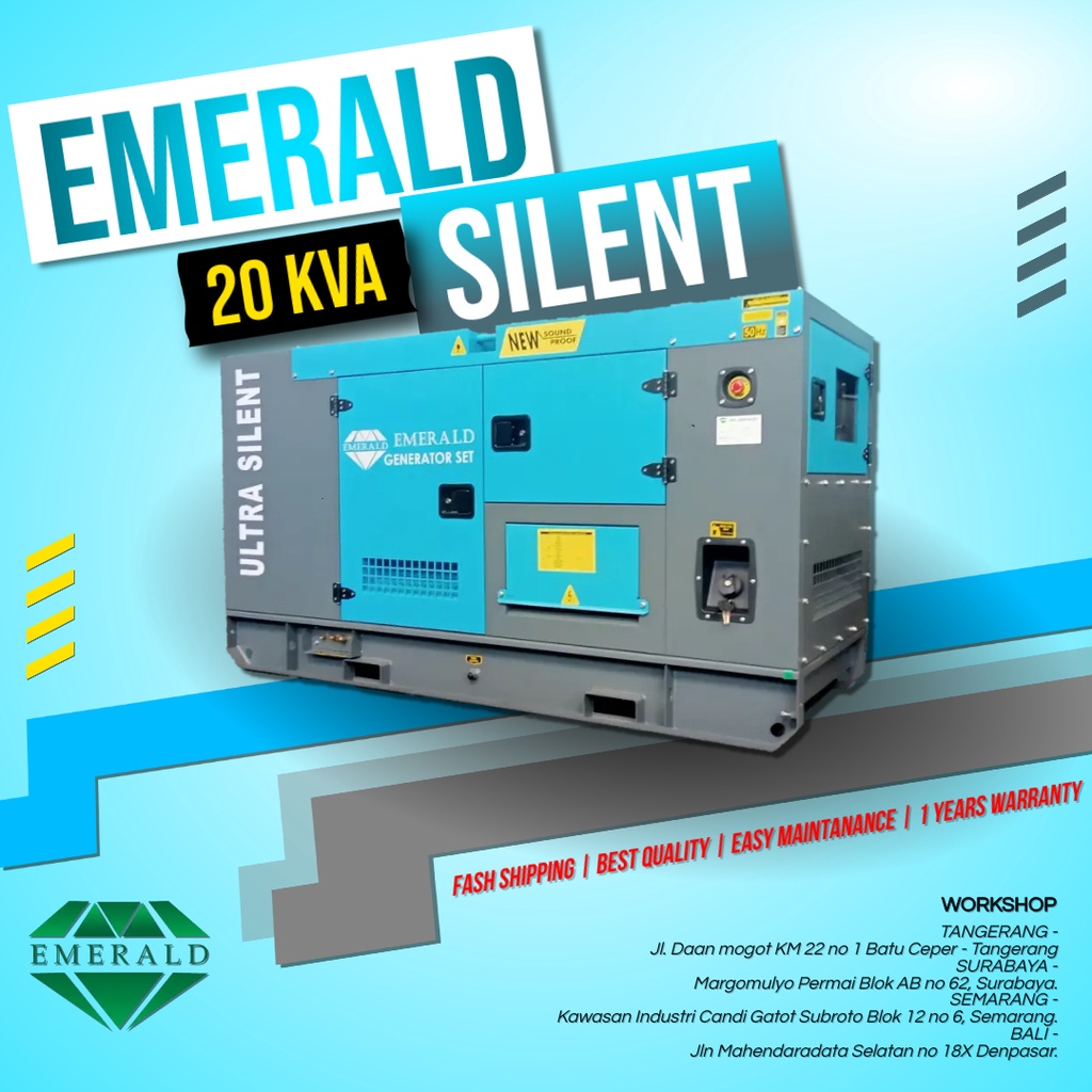 Jual Genset Silent Diesel 20 KVA | Emerald E20SS3-W (Winston ...