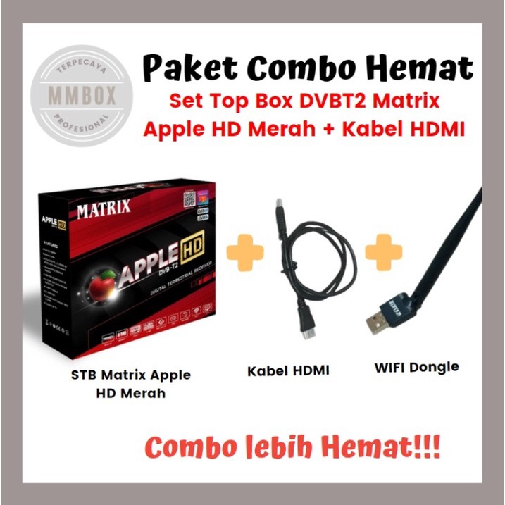 Jual 3in1 STB Matrix Apple Merah + WIFI Dongle + Kabel HDMI | Shopee ...