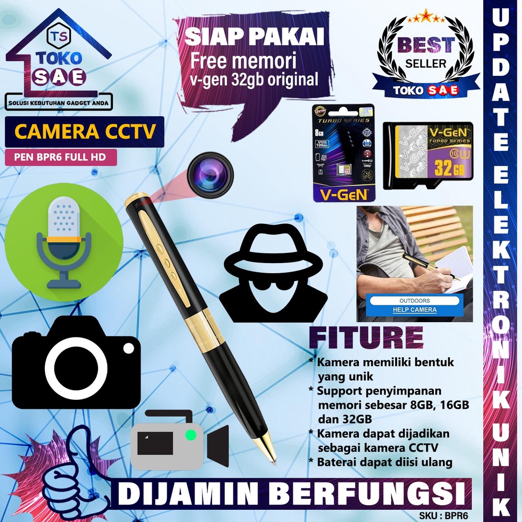 Jual Pulpen Camera BPR6 Spy Pen Cam 32GB HD Kamera Pengintai Pengawas ...