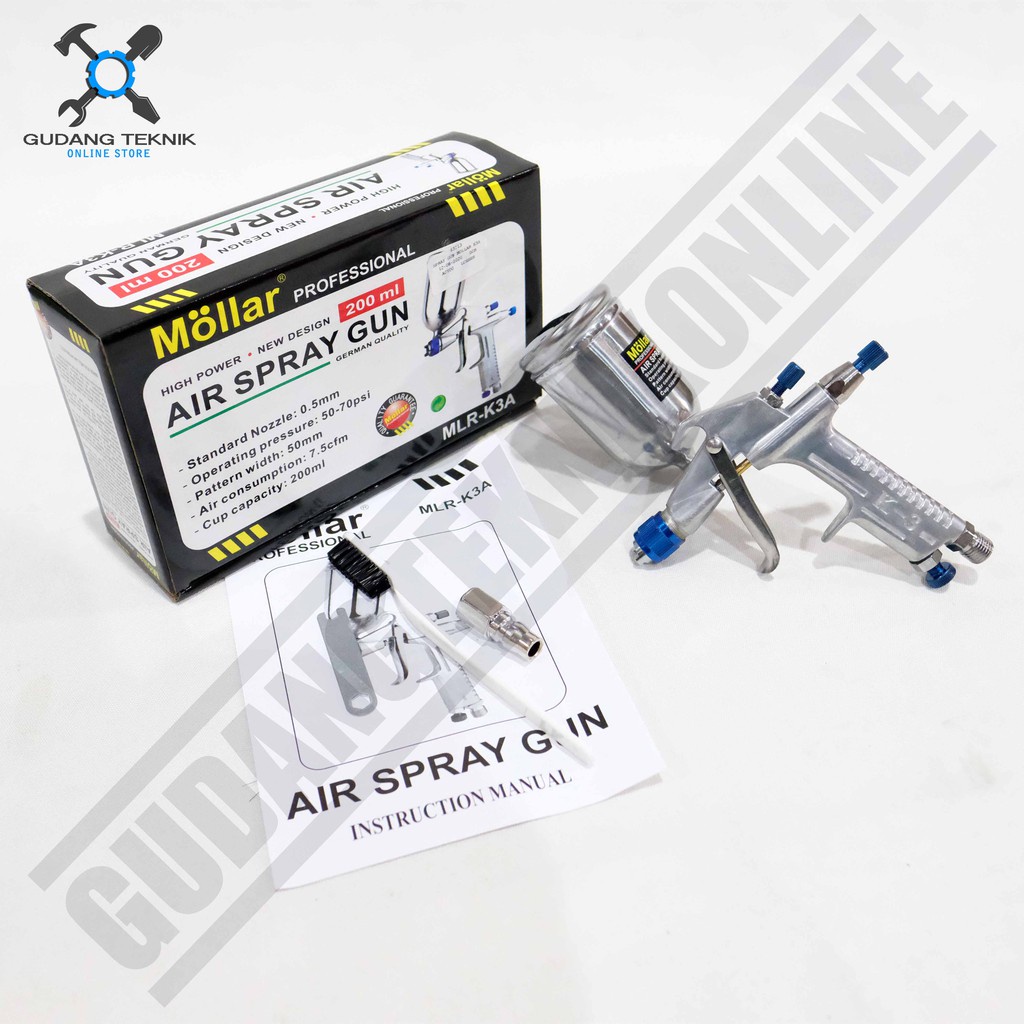 Jual Air Spray Gun 200ml K3 MLR-K3A MOLLAR / Alat Semprot Cat K3 Nozzle ...