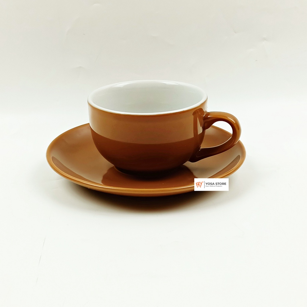 Jual Cangkir Keramik Coffee Latte Kopi Teh Motif KPC Coklat 2 Pcs ...