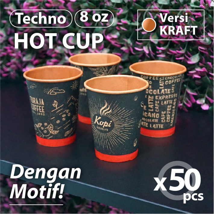 Jual Hot Cup 8 oz Kraft Techno - Paper Cup - Gelas Kertas | Shopee Indonesia