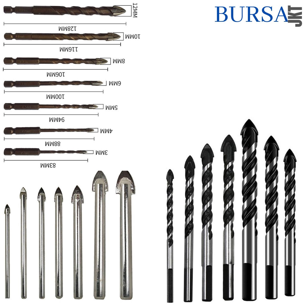 Jual MATA BOR KACA KERAMIK BETON TOMBAK KACA HEX SHANK 1/4 INCH 4 ...