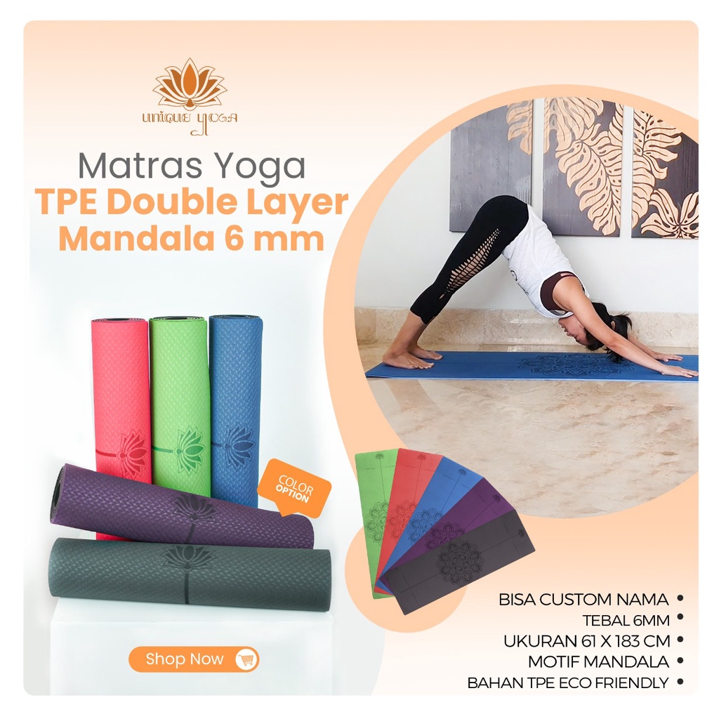 Jual TPE Double Layer 6mm Motif Mandala / Yoga Mat TPE 6mm Mandala Eco ...