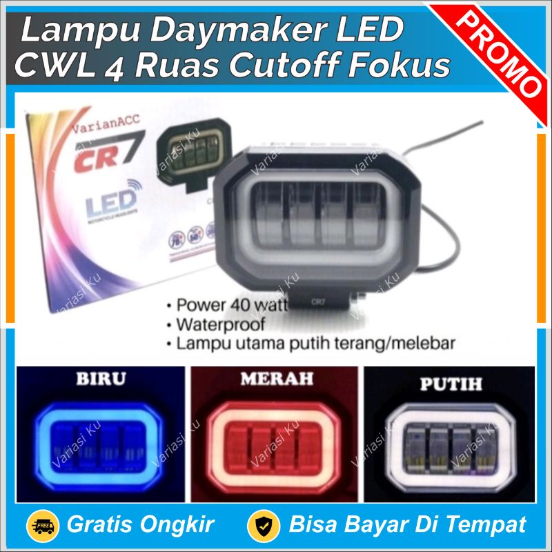 Jual LAMPU FOGLAMP DAYMAKER LED K40 4 RUAS + RING ANGEL EYE 4 MATA ...