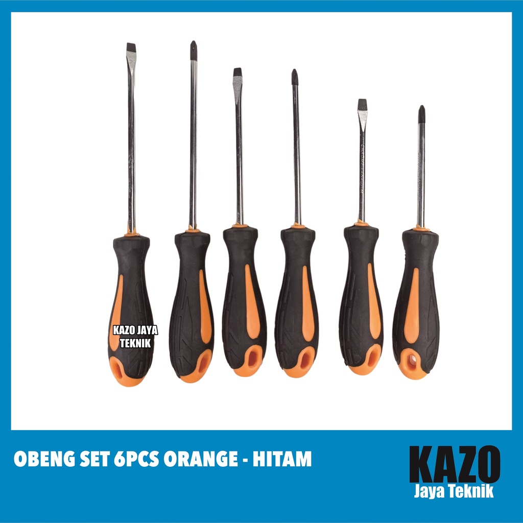 Jual Obeng Set 6 Pcs Oren-Hitam / Obeng Isi 6 Pcs | Shopee Indonesia