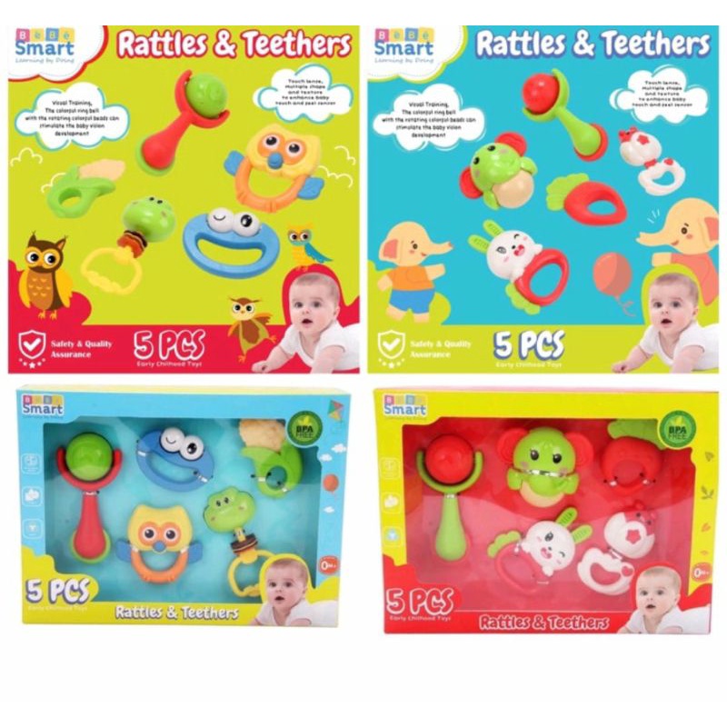 Jual Bebe Smart rattle dan teether 5 pcs | Shopee Indonesia