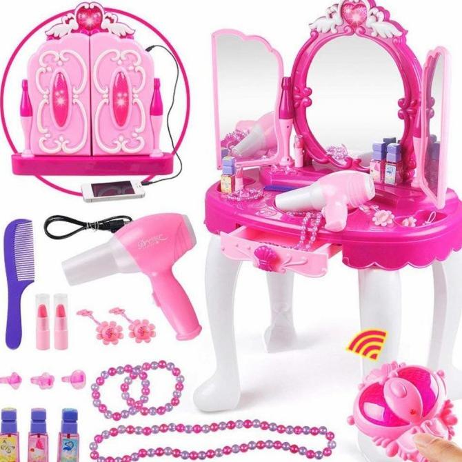 Jual Mainan anak meja rias glamour mirror girls make up dressing table ...
