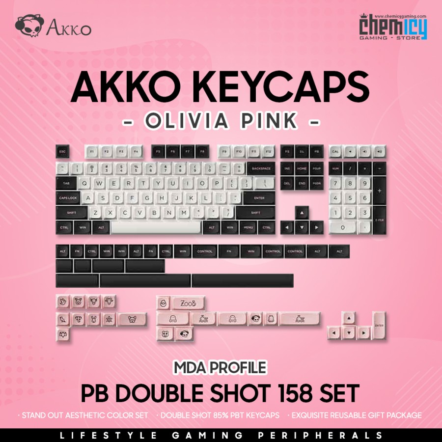 Jual Akko Olivia PBT Double Shot Keycaps 158 set MDA Profile | Shopee ...
