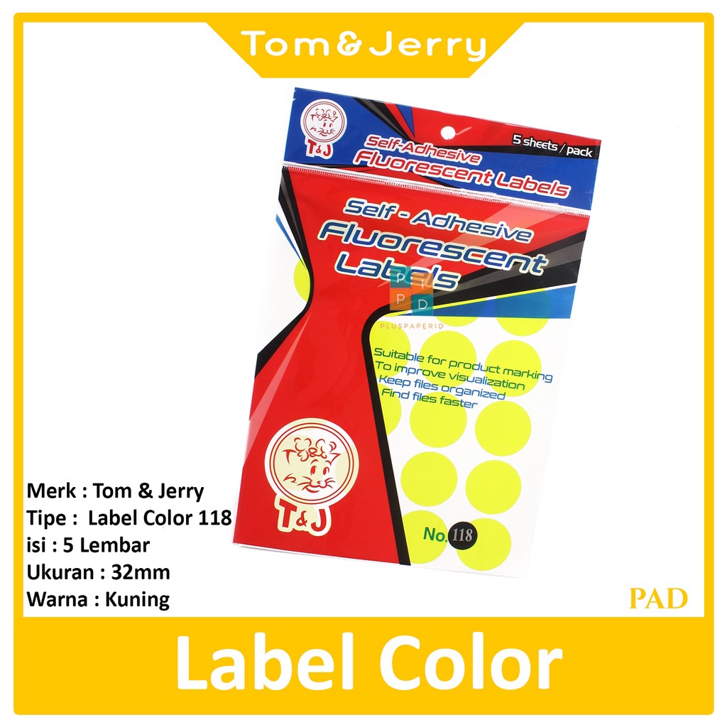 Jual Tom & Jerry - Color Dot Labels 118 Kuning - Pad | Shopee Indonesia