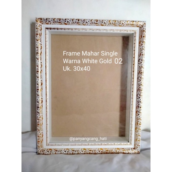 Jual Bingkai Mahar 3D single frame/ Frame Mahar 30 x 40 / putih silver ...