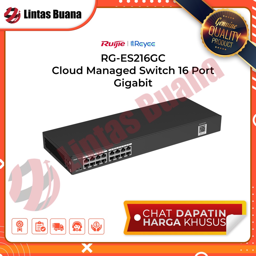 Jual RUIJIE RG-ES216GC 16 Port Gigabit Cloud Managed Switch | Shopee ...