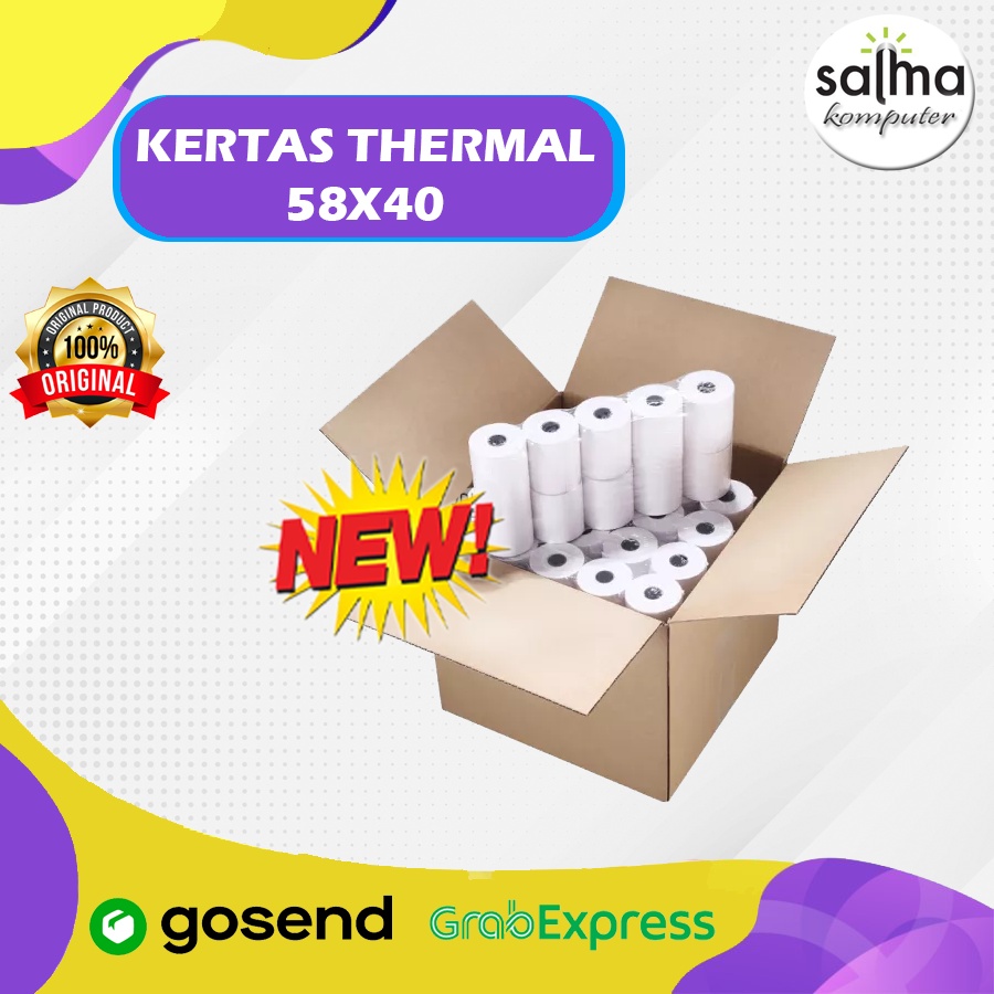 Jual KERTAS THERMAL PAPER ROLL UKURAN 58X40 DUS | Shopee Indonesia