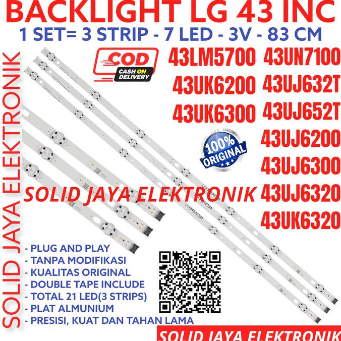 Jual BACKLIGHT TV LED LG 43 INC 43UJ632 43UJ632T 43UJ LAMPU BL 7K 3V | Shopee Indonesia