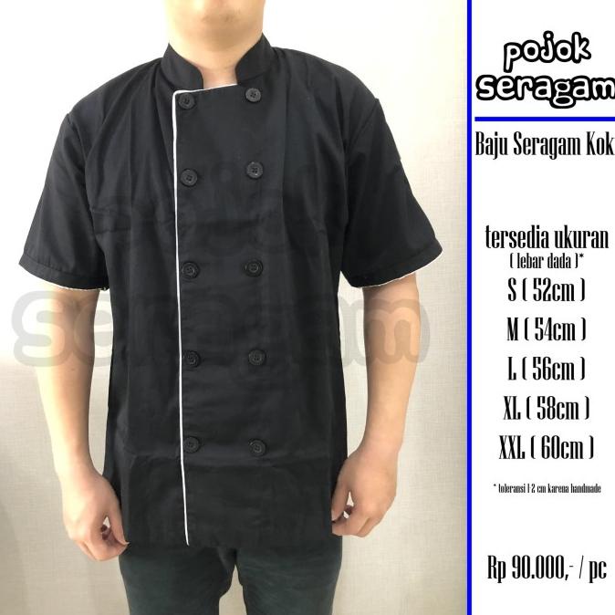 Jual Baju Seragam Koki / Chef // Lengan Pendek // Hitam-Putih | Shopee ...