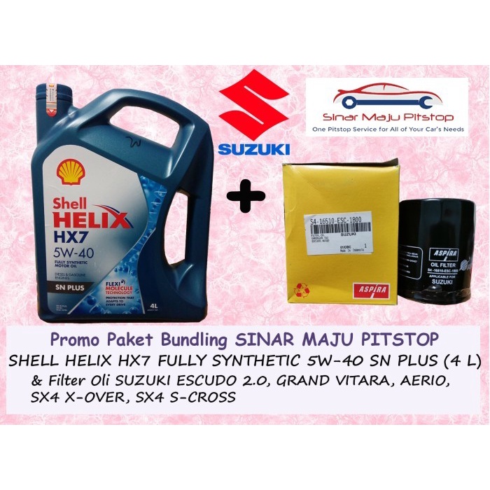 Jual Paket Oli SHELL HELIX HX7 5W-40 SN PLUS 4 Liter ORIGINAL & Filter Mobil SUZUKI ESCUDO 2.0 ...