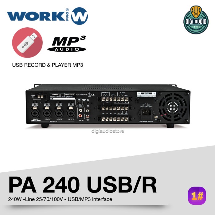 Jual Audio Mixer Power Amplifier 240 Watt - Usb Recording Work Pro Pa ...