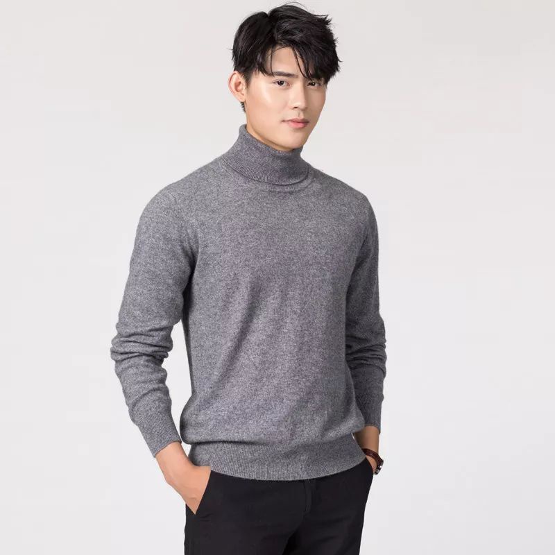 Jual Turtleneck Knit Sweater Cowok / Atasan Rajut Kerah Tinggi Lengan ...