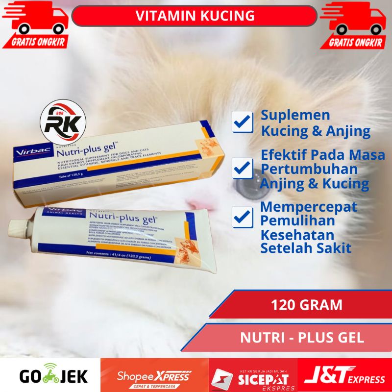 Jual Virbac Nutri Plus Gel 120g Vitamin Anjing & Kucing Suplemen Hewan ...