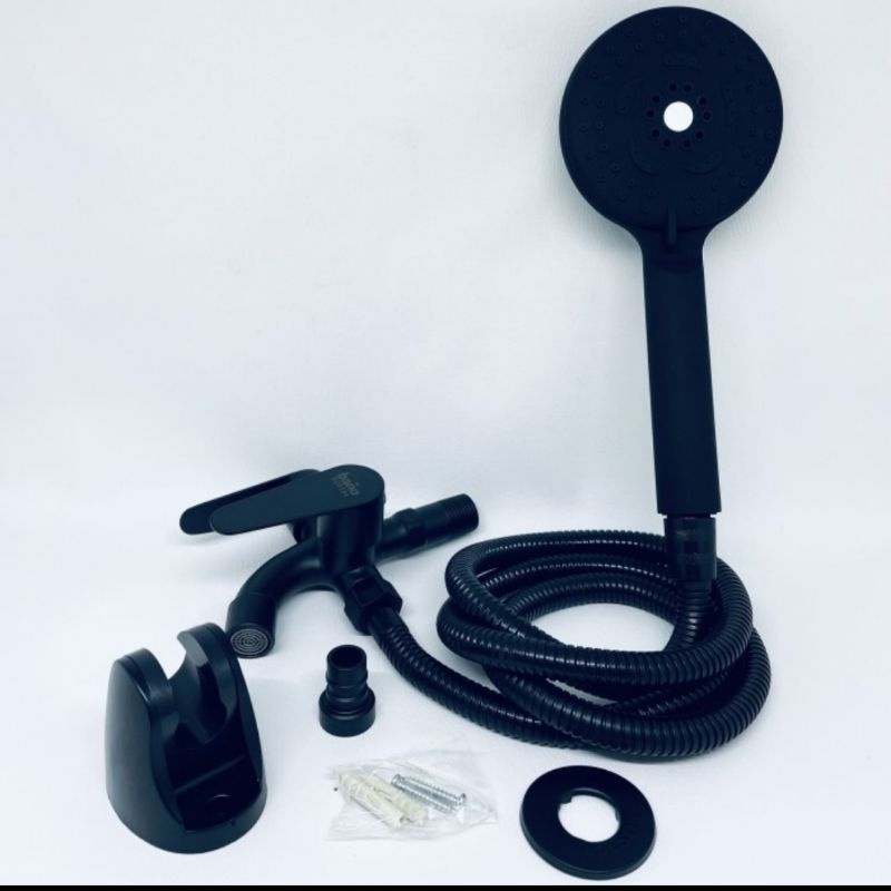 Jual paket shower set mandi hitam, shower set hitam kran cabang ...