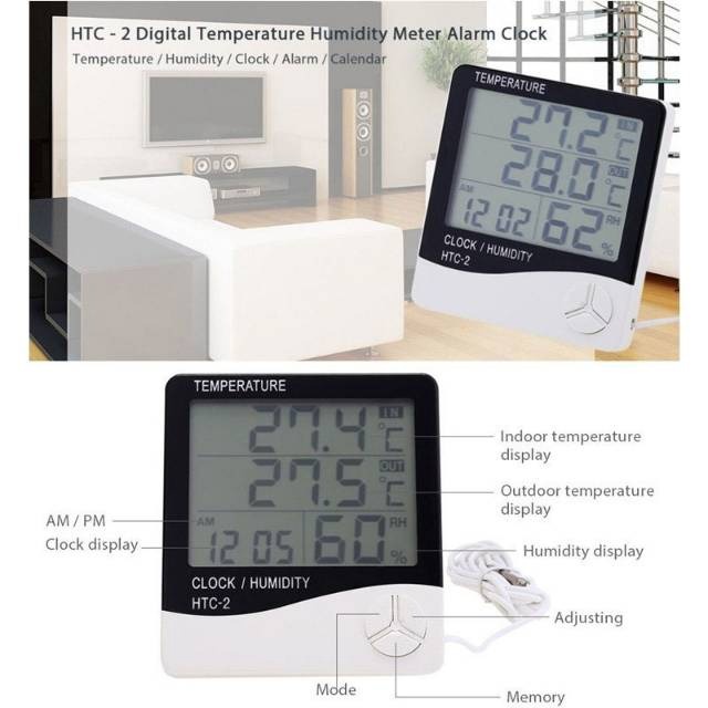 Jual HTC Hygrometer Termometer Ruangan Digital Thermometer Indoor HTC-1 ...