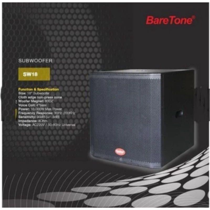 Jual Speaker Subwoofer Aktif BARETONE SW18 SW 18 Inch Original HARGA PER 1 UNIT TERBAIK | Shopee ...