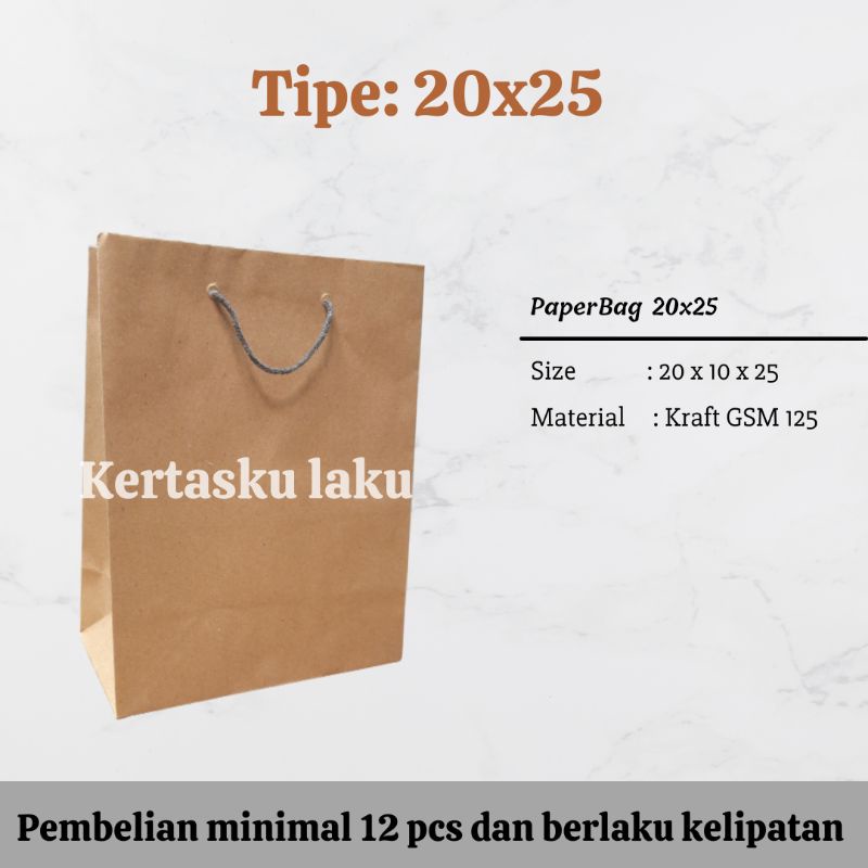 Jual Paper bag 20x25 Tali sembur, tas kertas coklat polos, tas kertas ...