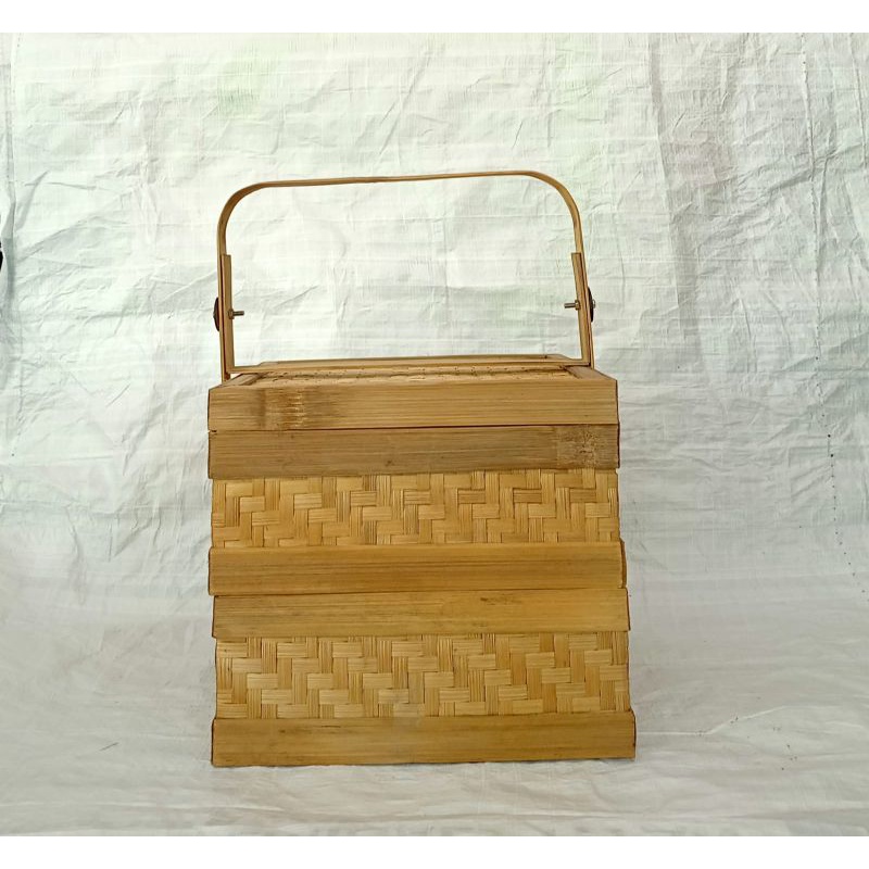 Jual Rantang bambu kotak 2 susun 25x25cm | Shopee Indonesia
