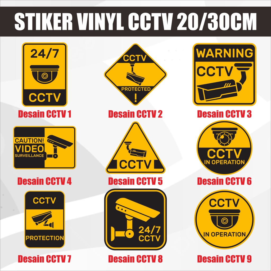 Jual Sticker Stiker CCTV Bahan Vinyl Waterproof besar ukuran 20dan30cm ...