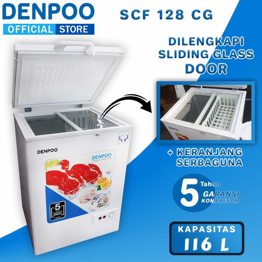Jual DENPOO Chest Freezer SCF 128 CG (116 Liter) | Shopee Indonesia