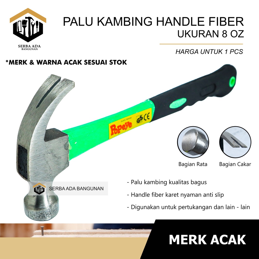 Jual PALU MARTIL HAMMER KAMBING KONDE GAGANG FIBER KAYU 08 12 16 OZ ...