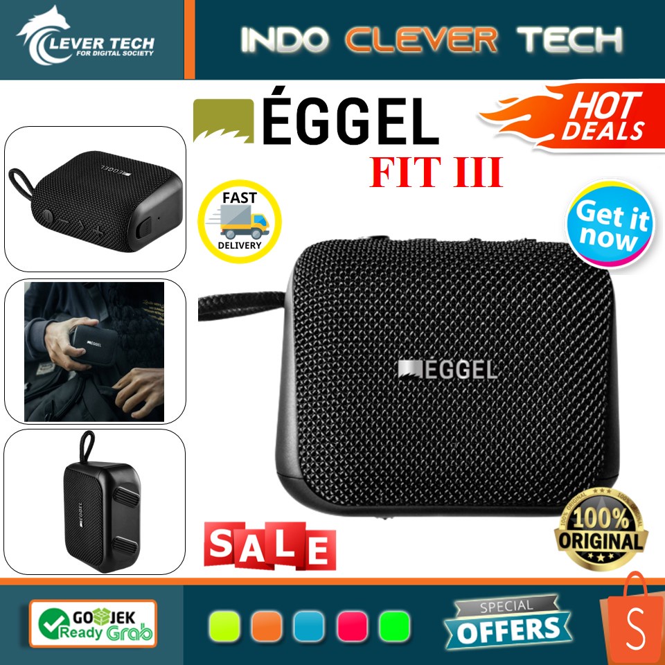 Jual Eggel Fit 3 Waterproof Portable Bluetooth Speaker RESMI | Shopee ...