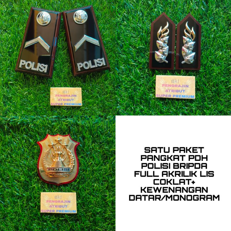 Jual paket hemat pangkat tpdh polri bripda ful akrilik lis coklat ...