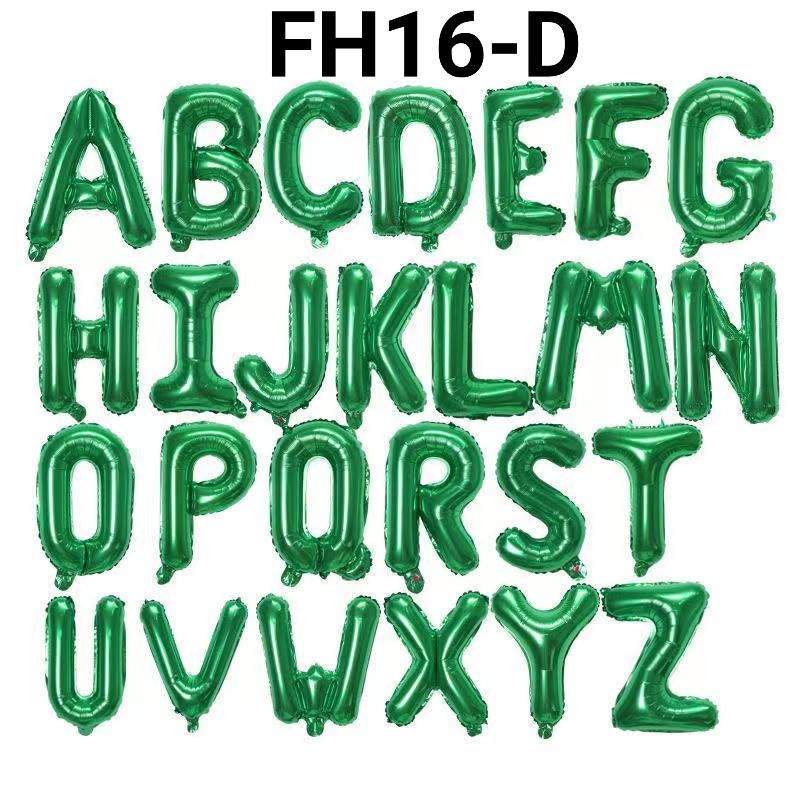 Jual FH16-D Balon foil huruf abjad nama 16 inch 40 cm hijau ijo green ...