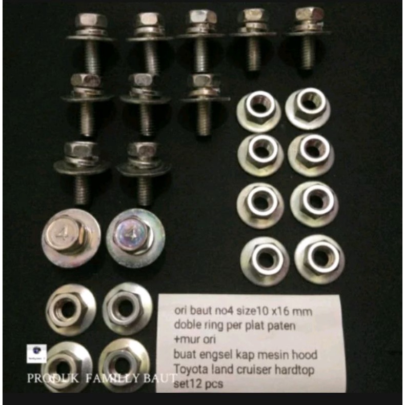 Jual ori baut dan mur engsel kap mesin Toyota hardtop fj bj hj. size10 ...