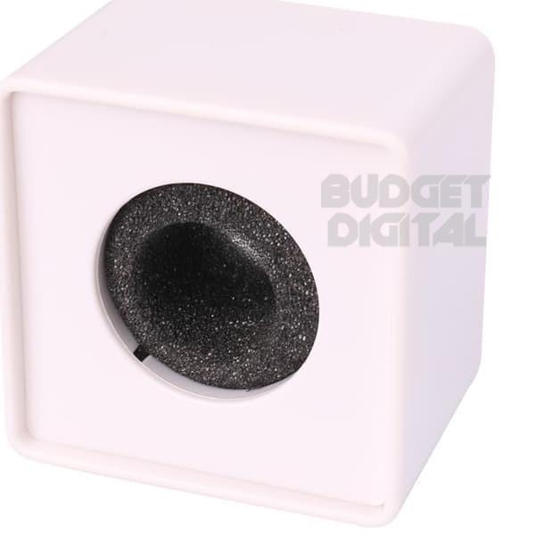 Jual White ABS Mic Microphone Interview Square Cube Logo Flag Station ...