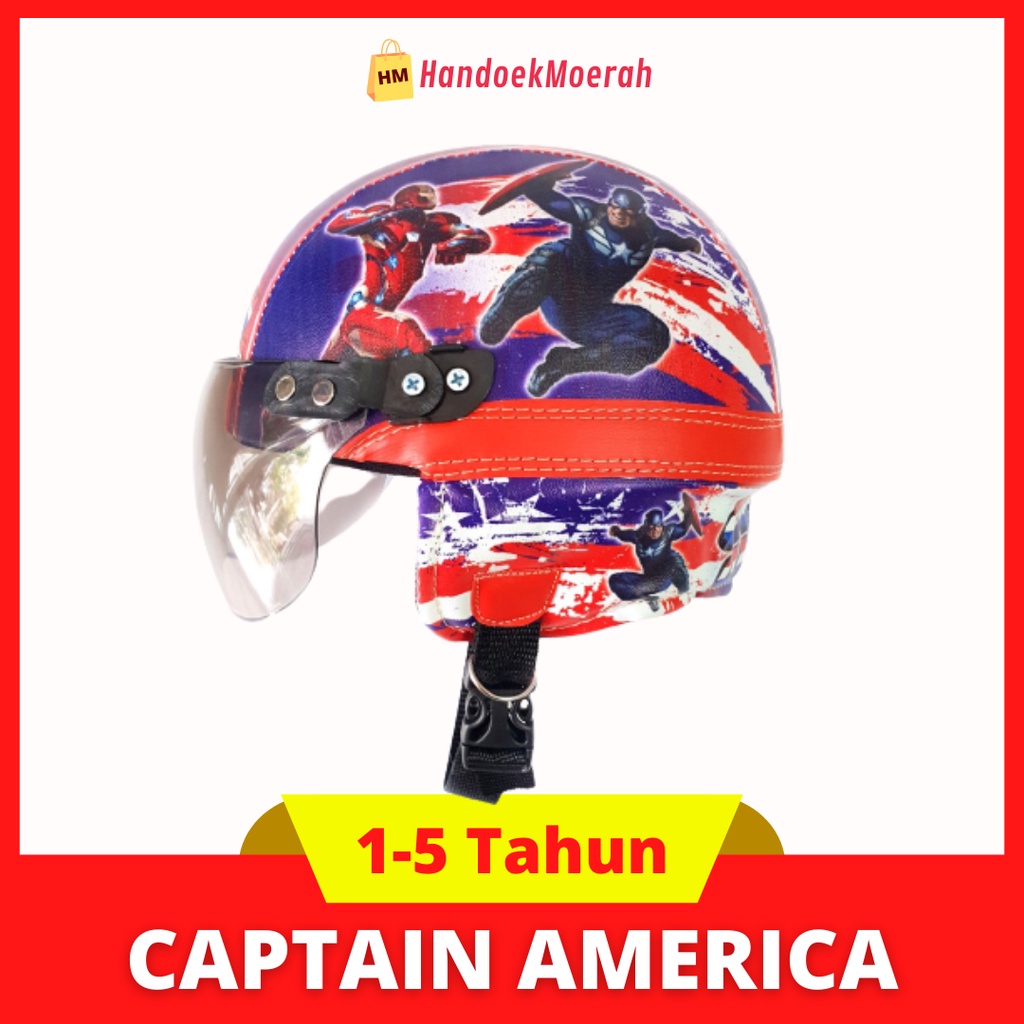 Jual Helm Anak SPECIAL RETRO CAPTAIN AMERICA Murah / Helmet Non SNI ...
