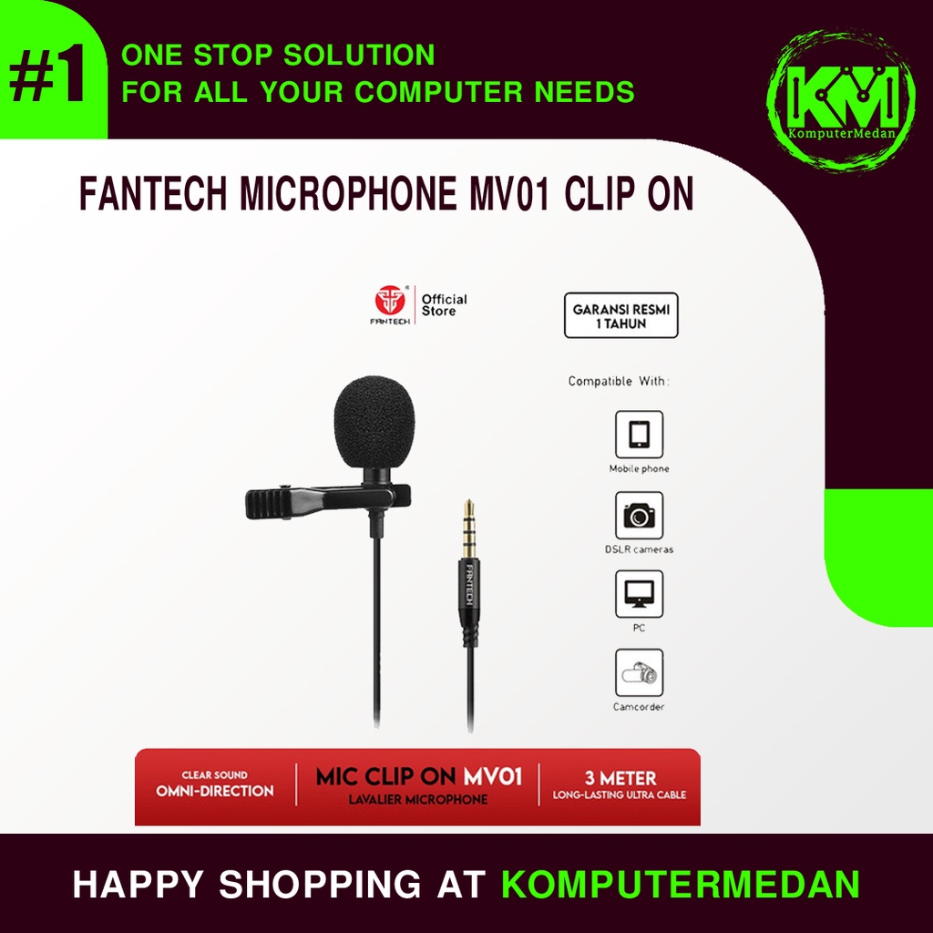 Jual Fantech Microphone MV01 CLIP ON | Shopee Indonesia