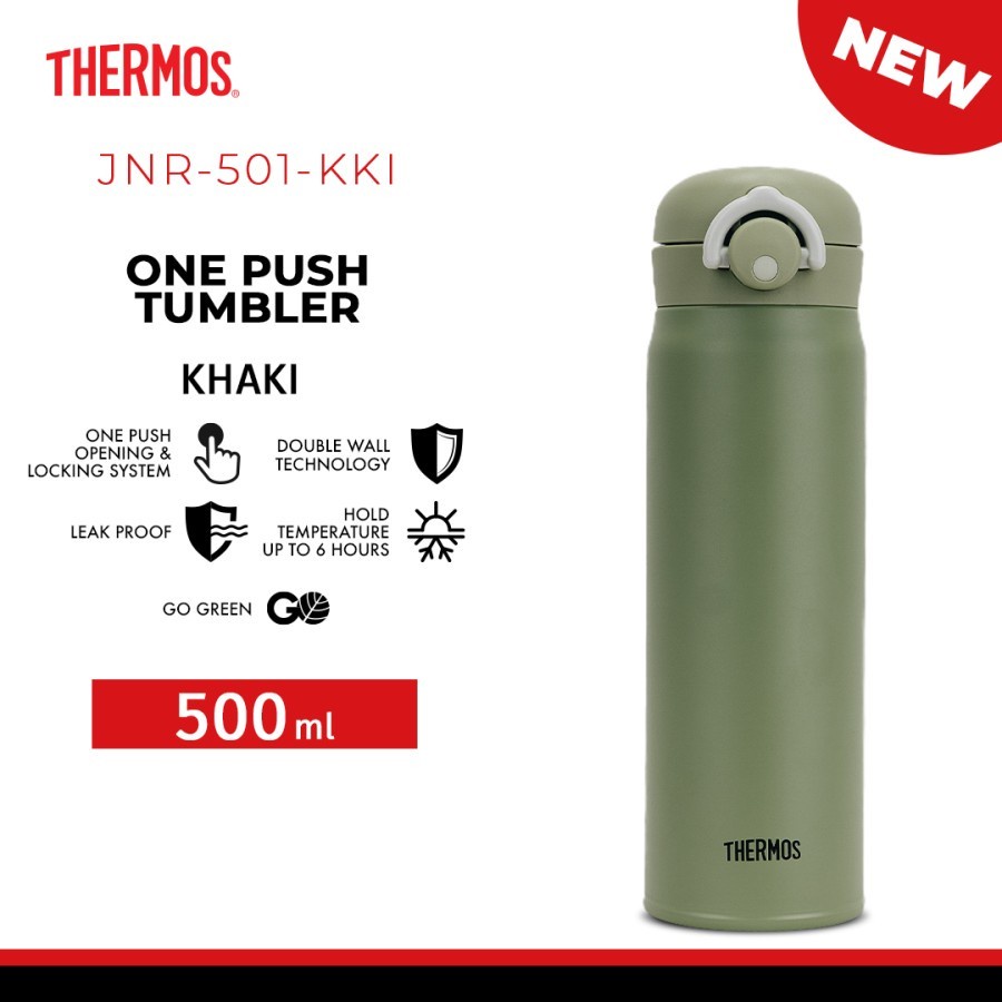 Jual Thermos One Push Tumbler 500ml - Khaki (JNR-501 KKI) | Shopee Indonesia