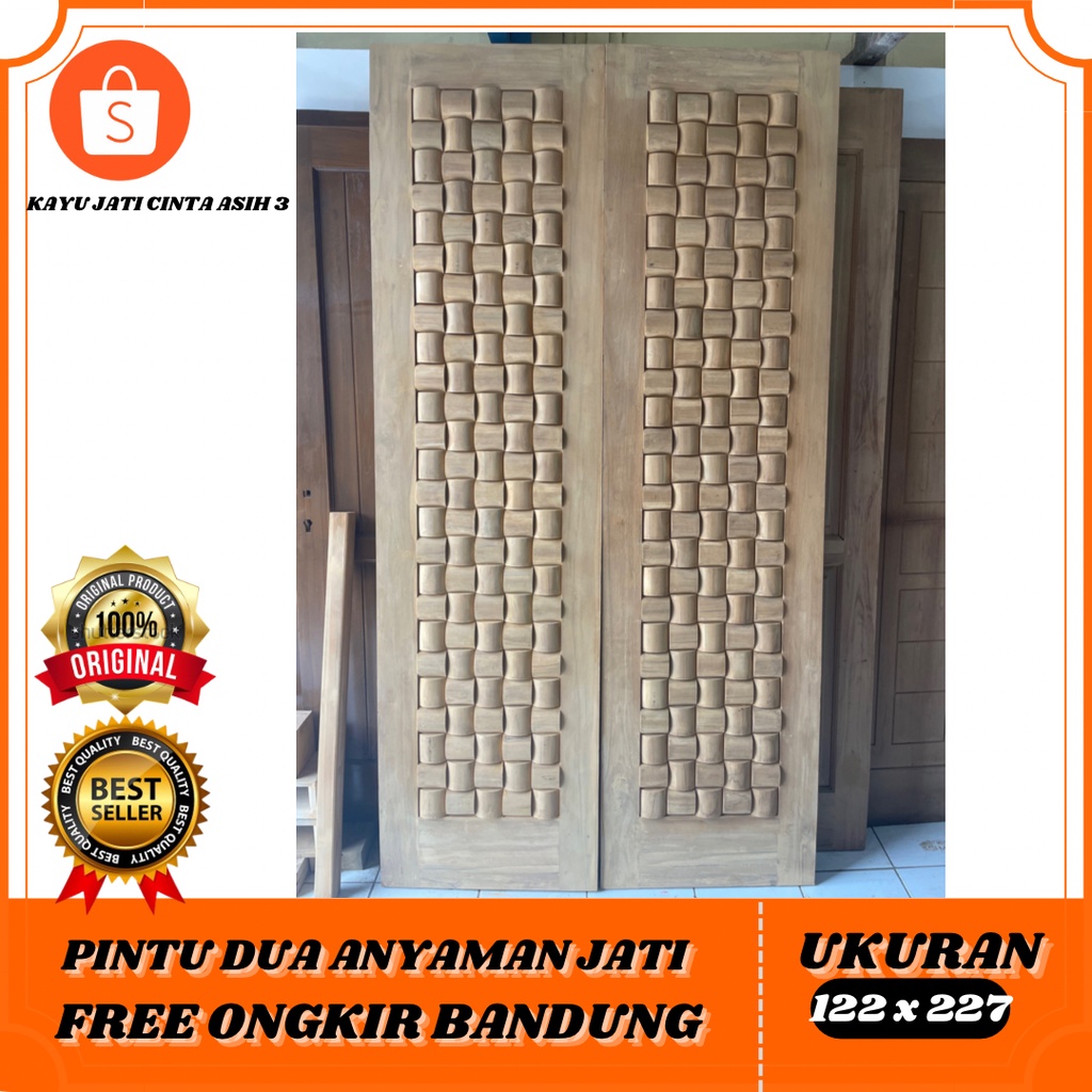 Jual Pintu dua anyaman 100% full kayu jati asli | Shopee Indonesia