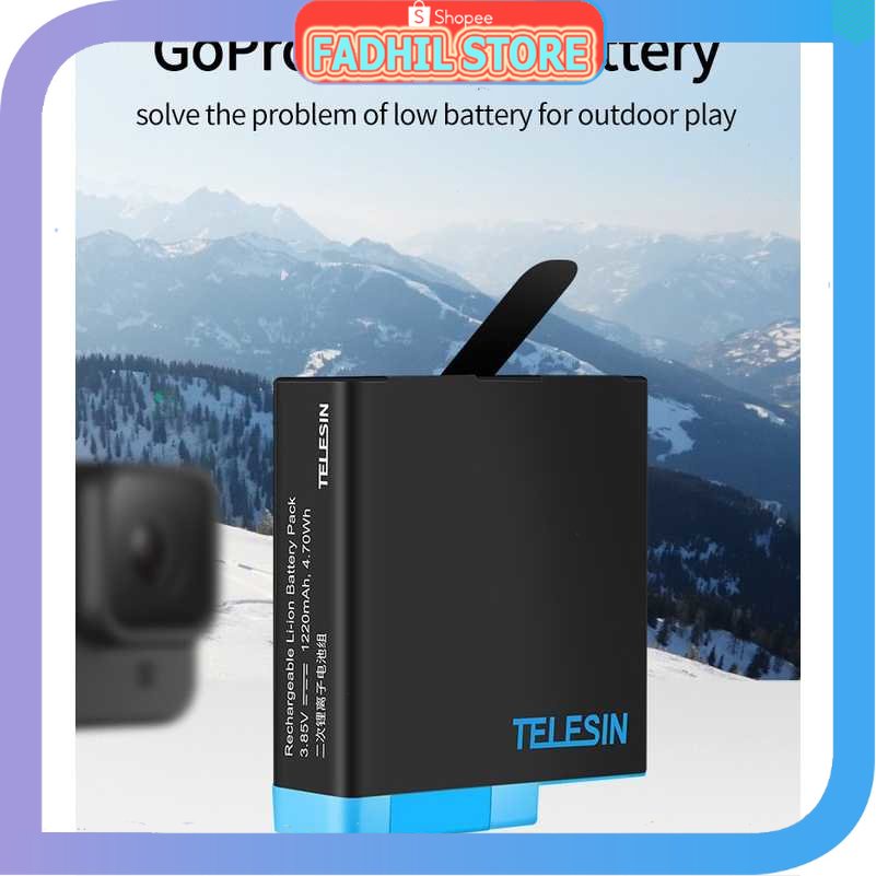 Jual FS - Telesin Baterai GoPro Hero 8 7 6 5 1220 mAh - GP-BTR-502 - Fadhil Store | Shopee Indonesia
