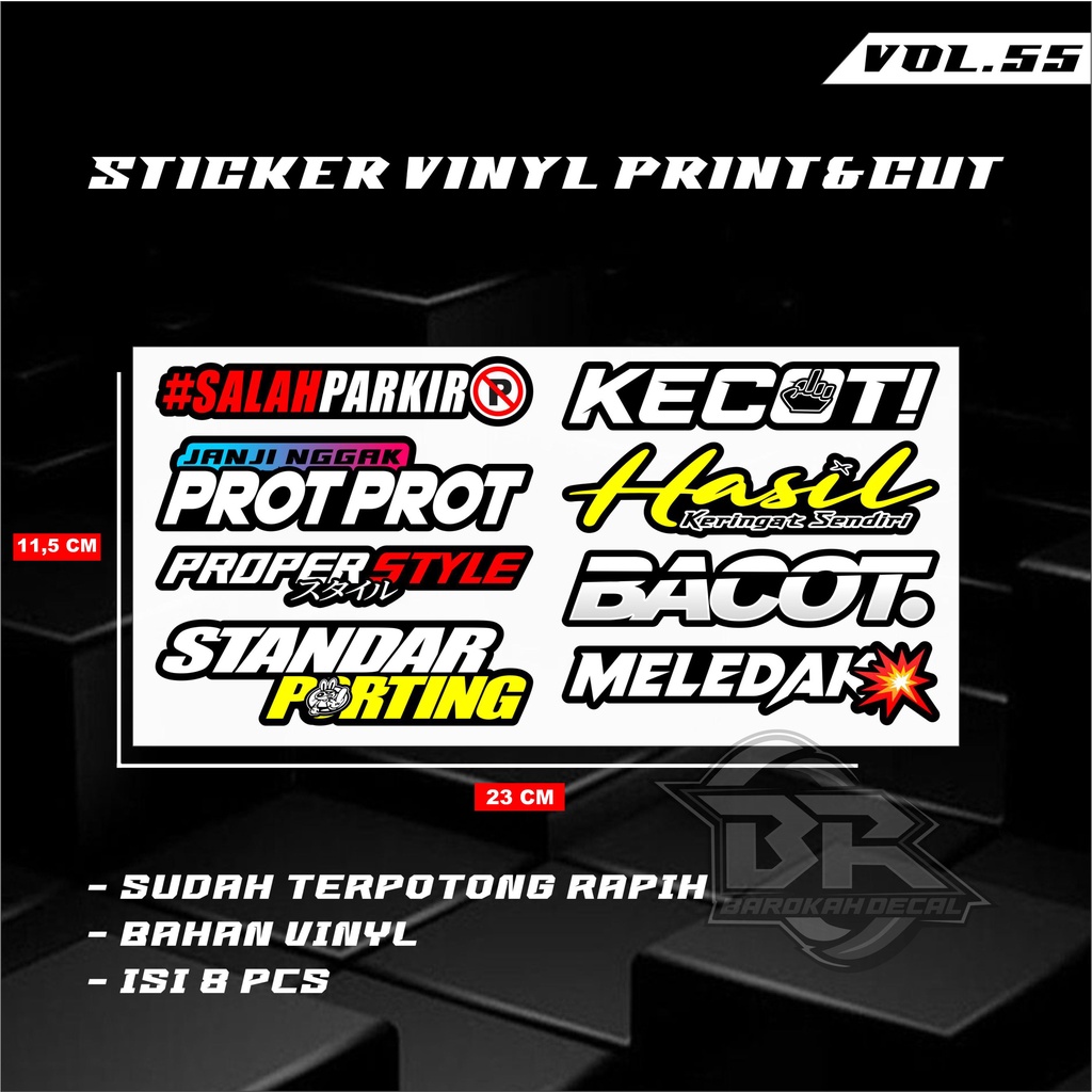 Jual Sticker Racing Vinyl Pack Print & Cut Stiker Motor Setiker Kata ...