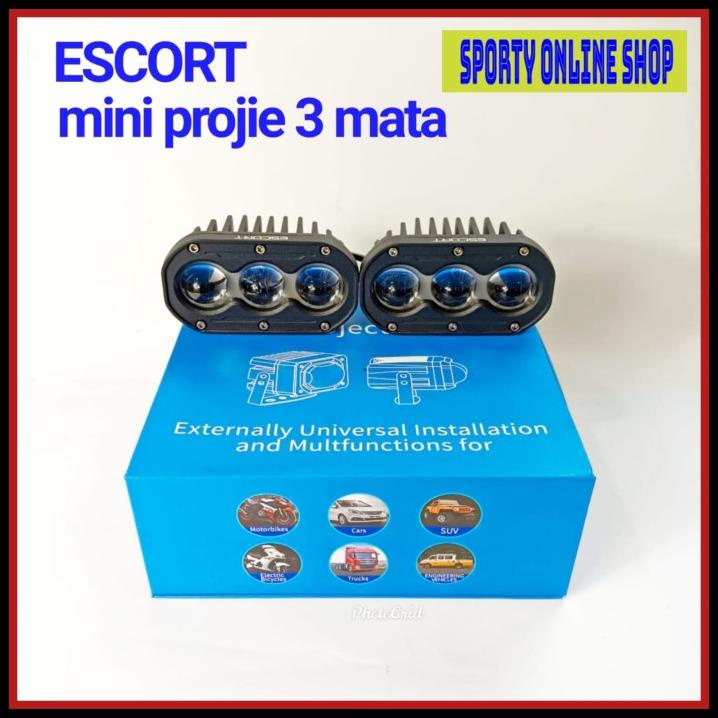 Jual Lampu Fog Lamp Mini Projie Lampu 3 Mata Merk Escort Shopee Indonesia