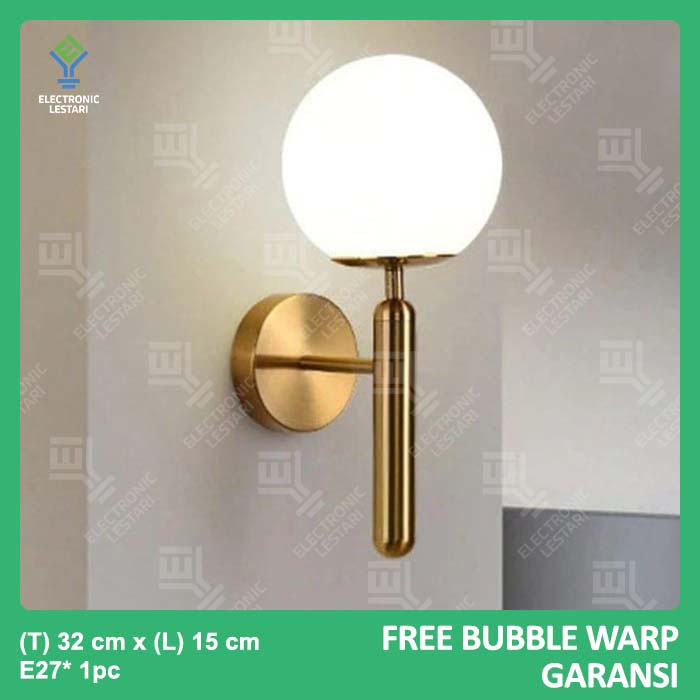 Jual Lampu Dinding Minimalis Kamar Tidur Modern LED Bulat Besi Emas ...