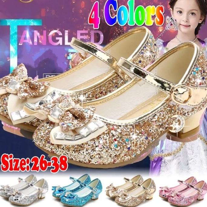 Jual Sepatu hak heels princess cinderella frozen elsa bling anak ...