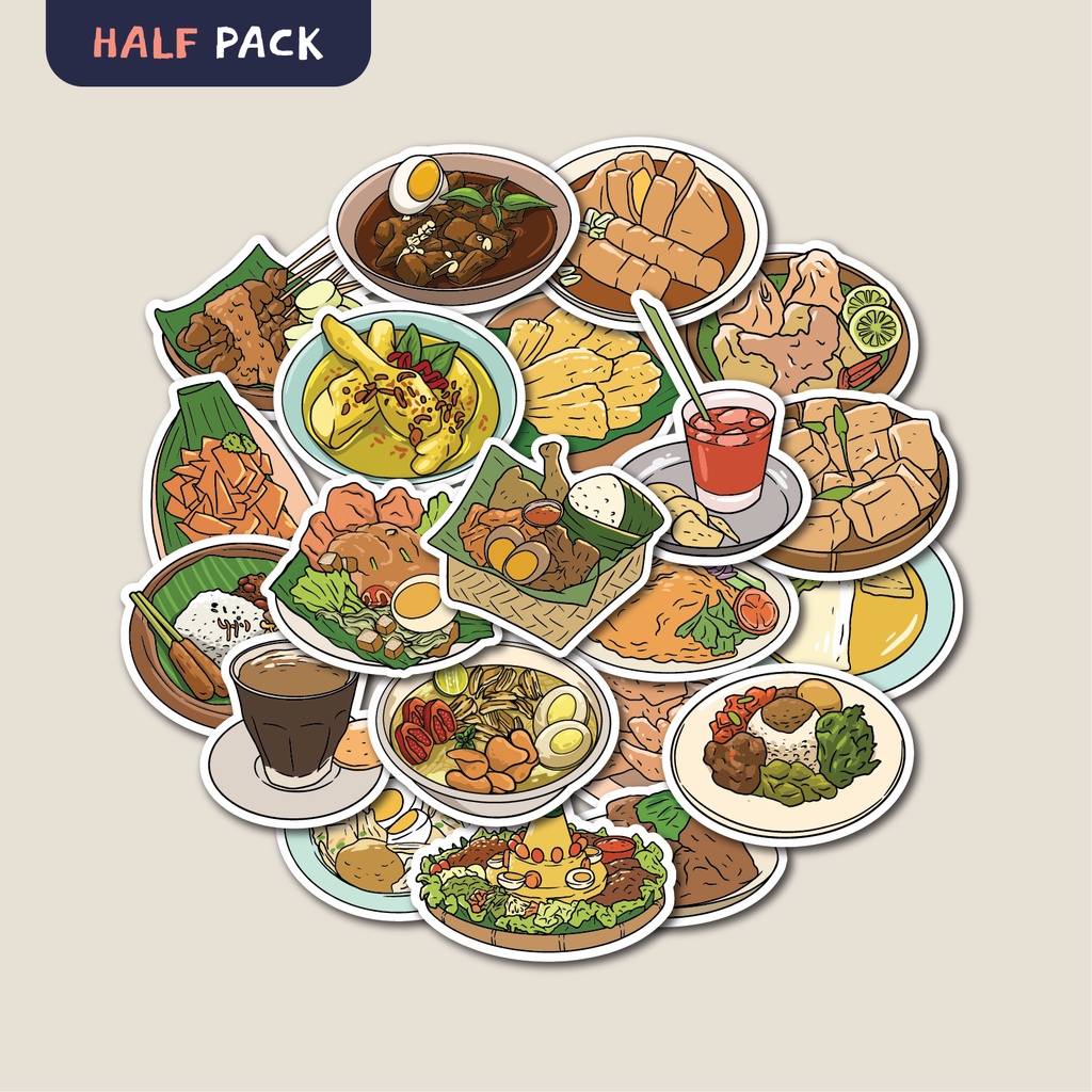 Jual STICKER PACK INDONESIAN FOOD | STICKER TUMBLER | STIKER LAPTOP ...