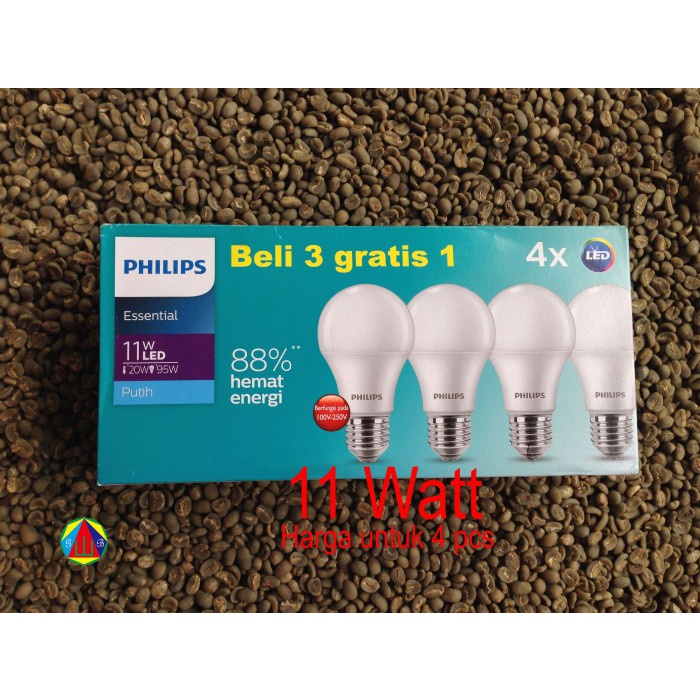 Jual Bohlam Paket Lampu Philips Led Essential Putih Multipack - 11 Watt ...