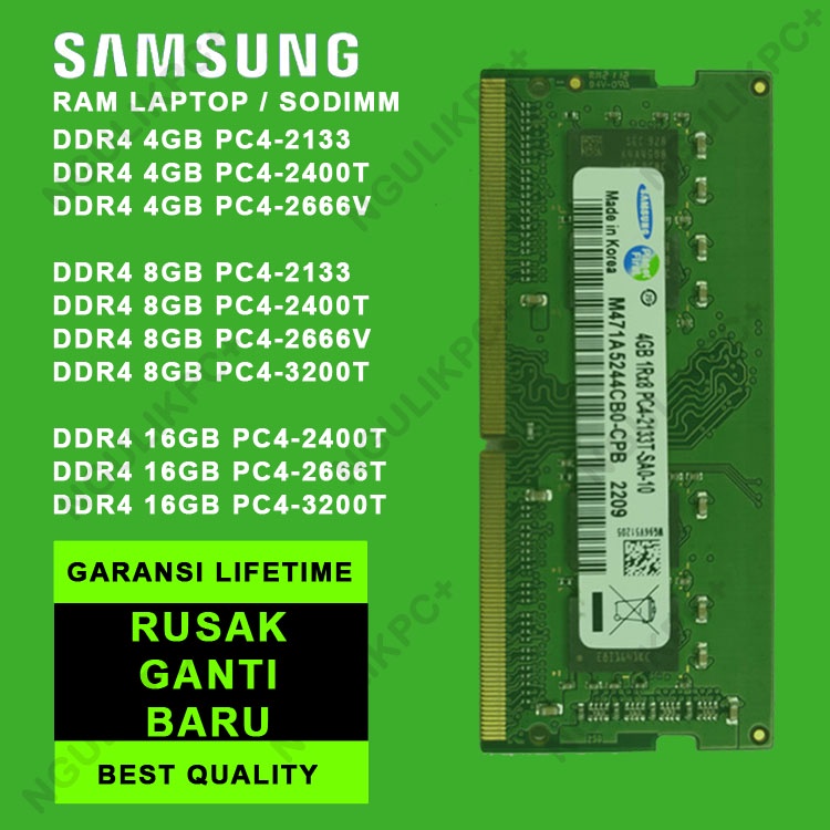 Jual RAM Laptop DDR4 4GB 8GB 16GB SODIMM PC-17000 19200 21300 25600 2133MHz 2400MHz 2666MHz ...